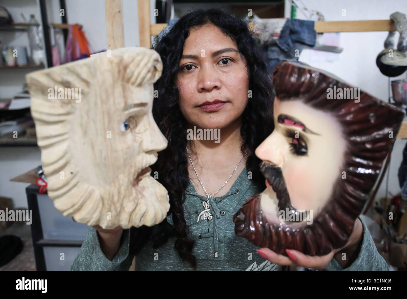Production Of Wooden Masks For Traditional Festivals Artisan Elsa ...