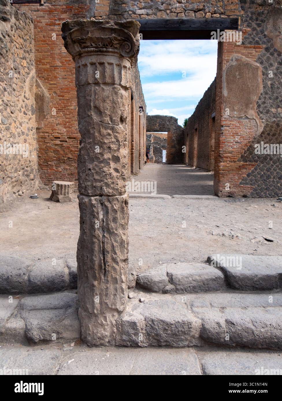 ancient buildings and walls in archeological excavation In Pompeii ...