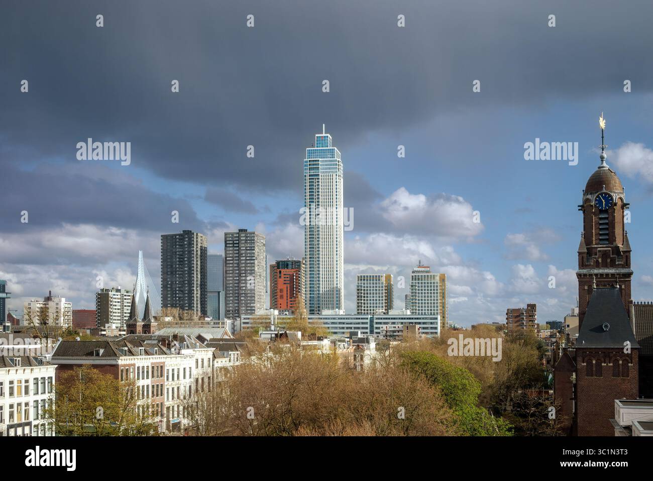 Rotterdam, Netherlands - City skyline with De Zalmhaven residential ...