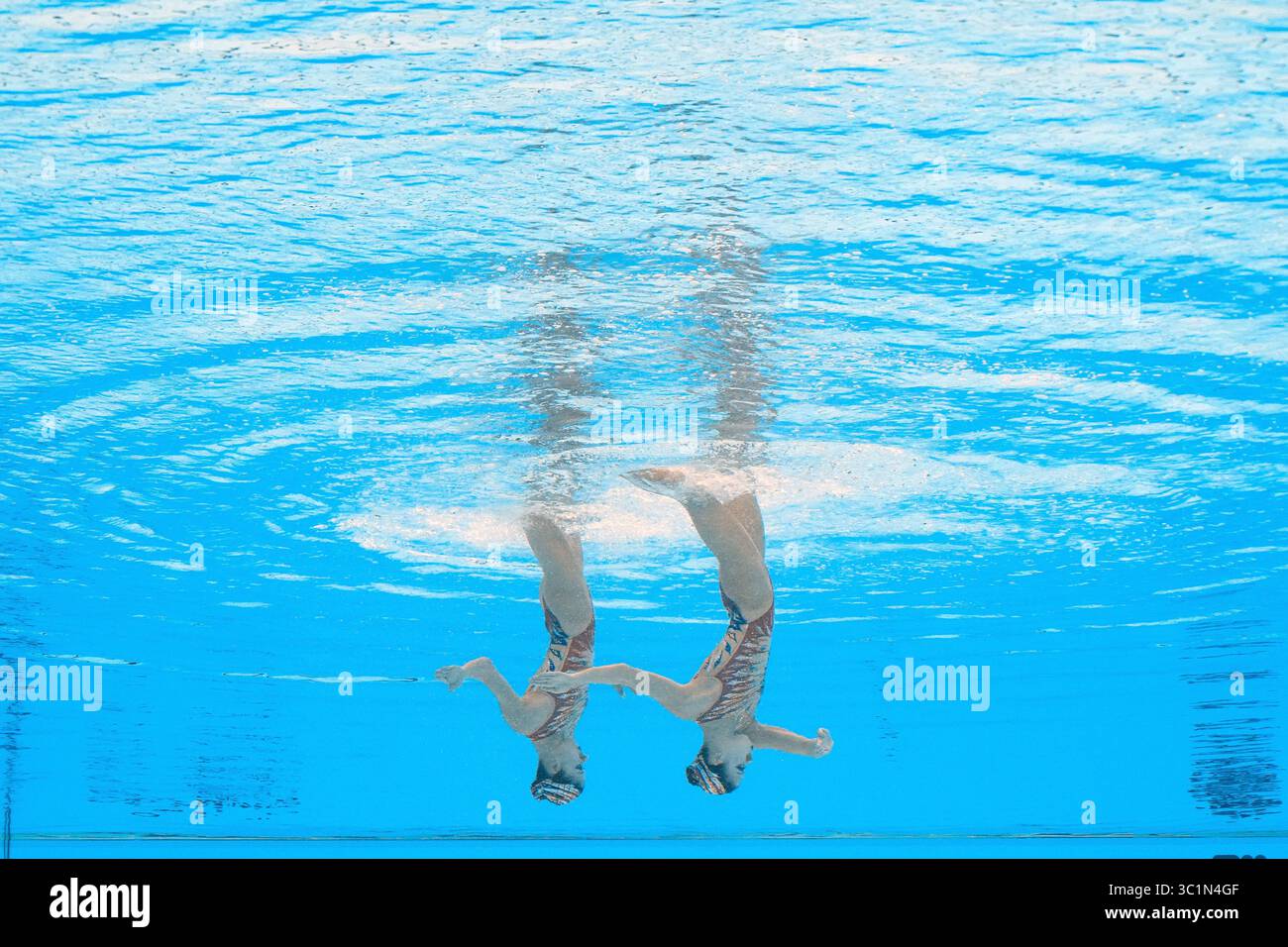 Lin Yanhan and Lin Yanjun of China compete in the women's duet free ...