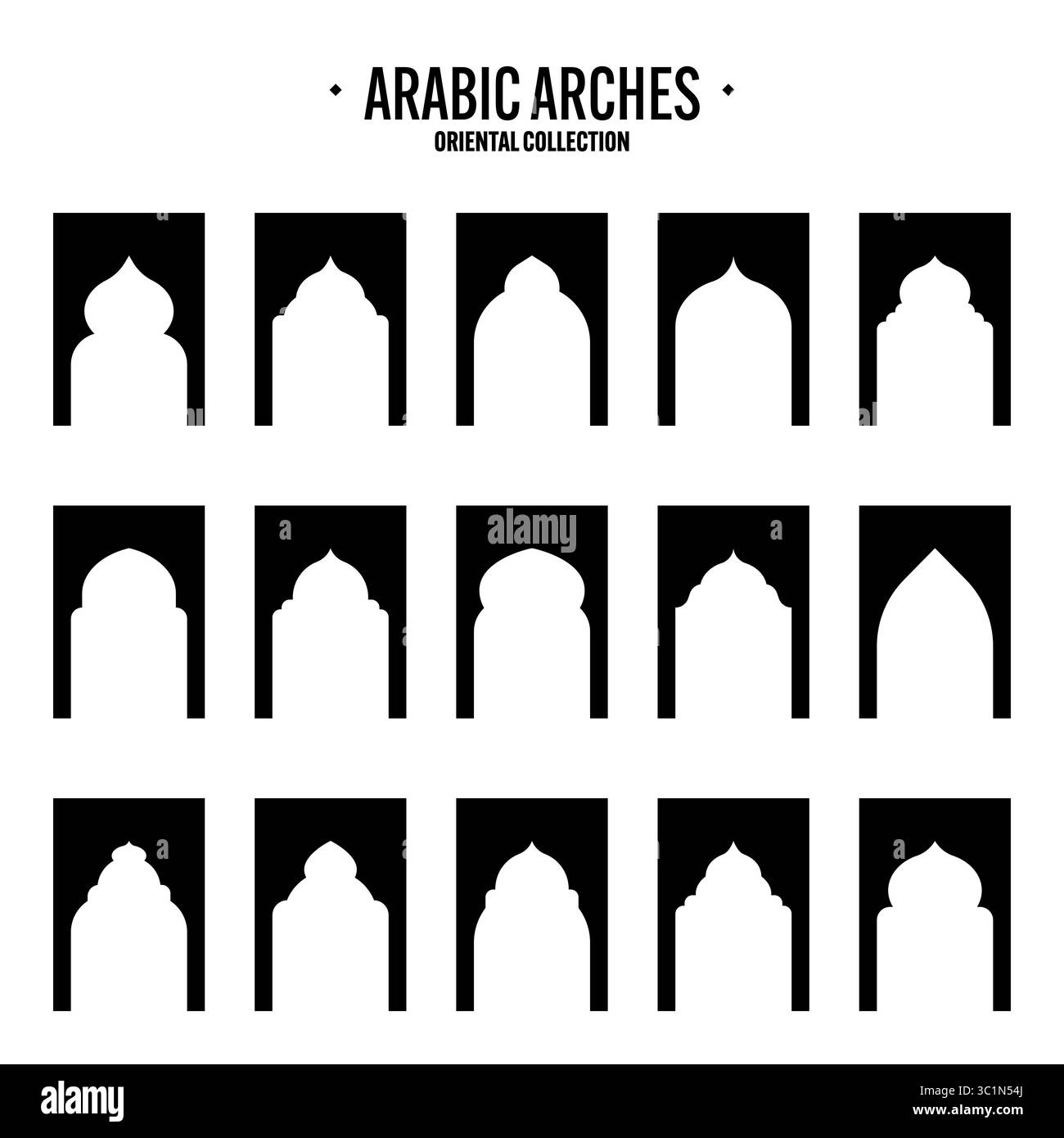 Islamic frames, oriental style objects. Arabic shapes, windows and ...