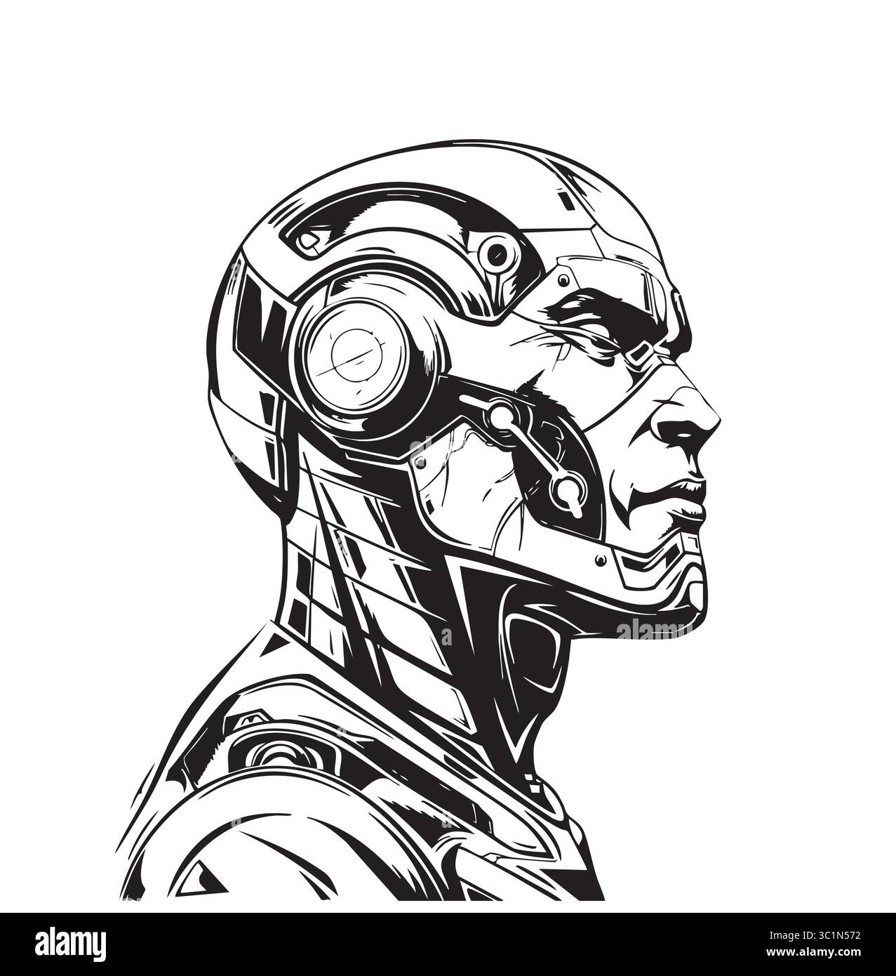 Vector drawing illustration of a robotic head Stock Vector Image & Art ...