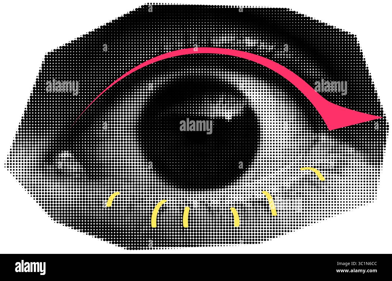 Halftone eye collage with dotted pop art texture. Trendy Y2K style ...