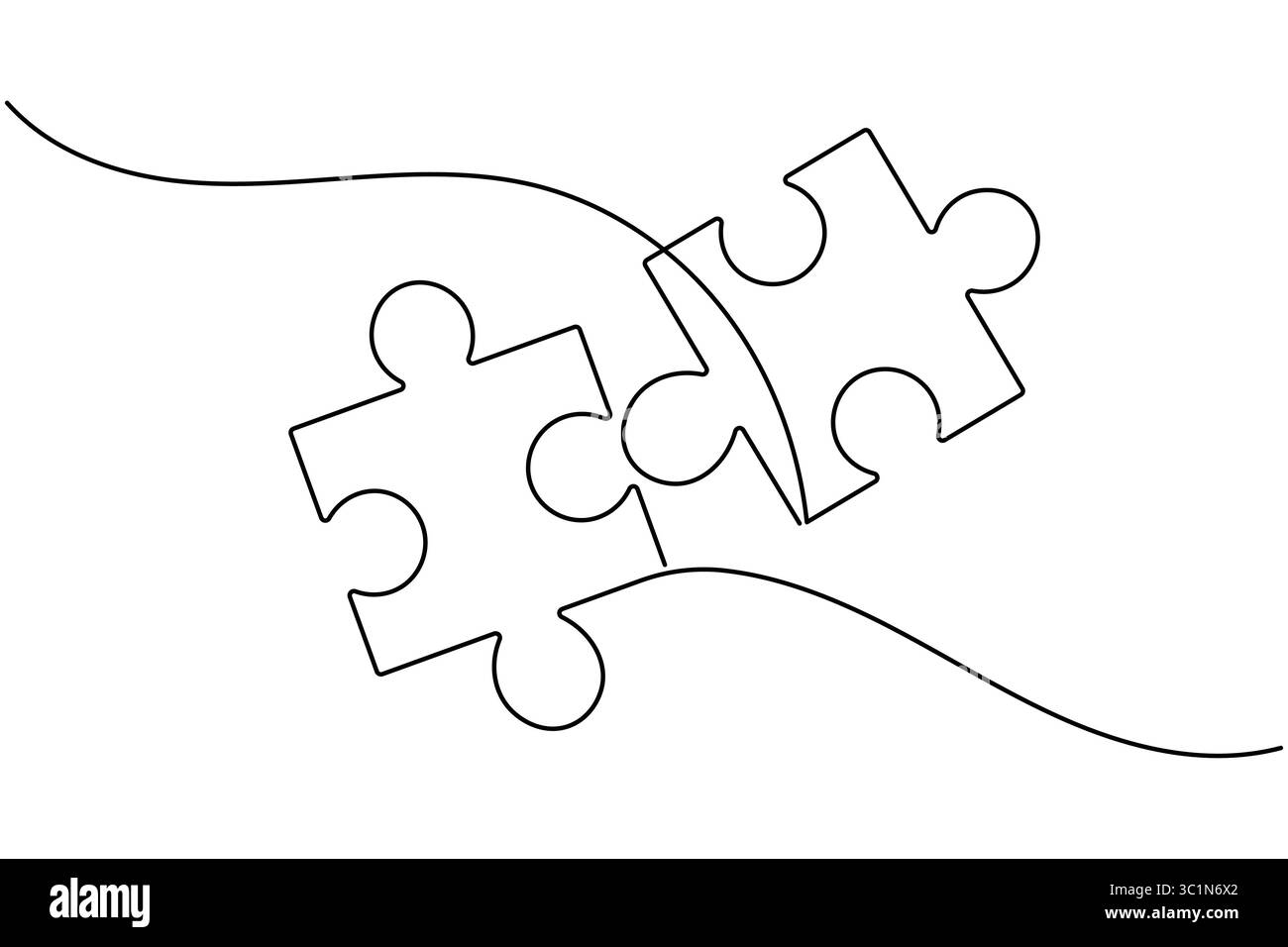 Puzzle icon line continuous drawing with problem solving isolate ...