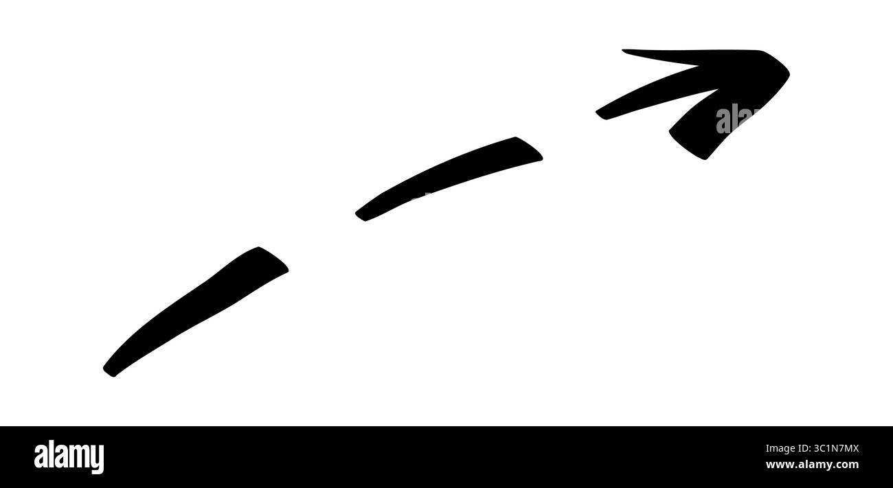 Hand drawn dotted arrow. Sketch curved dashed arrows design. Arrow ...