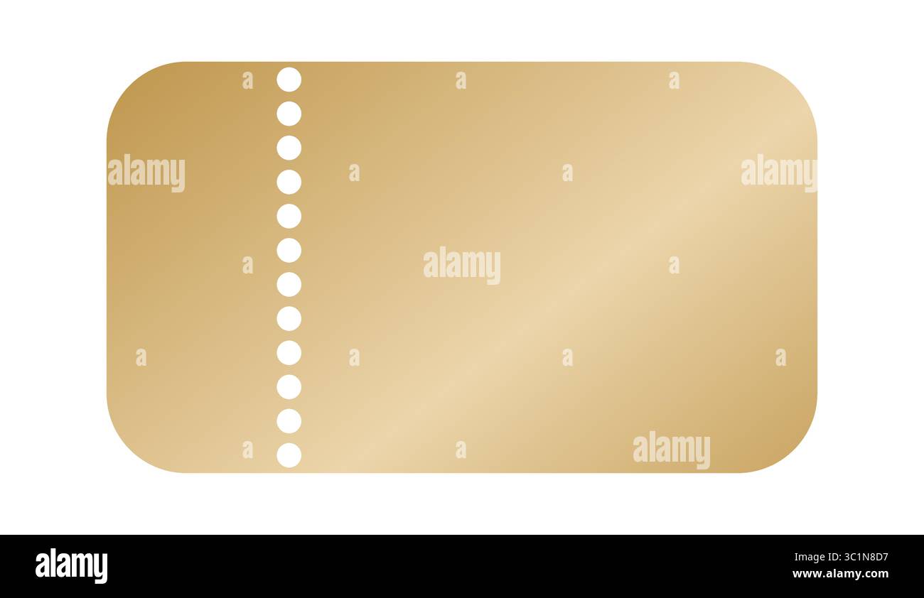 Golden ticket. Gold vector coupon, sticker or discount tag mockup ...