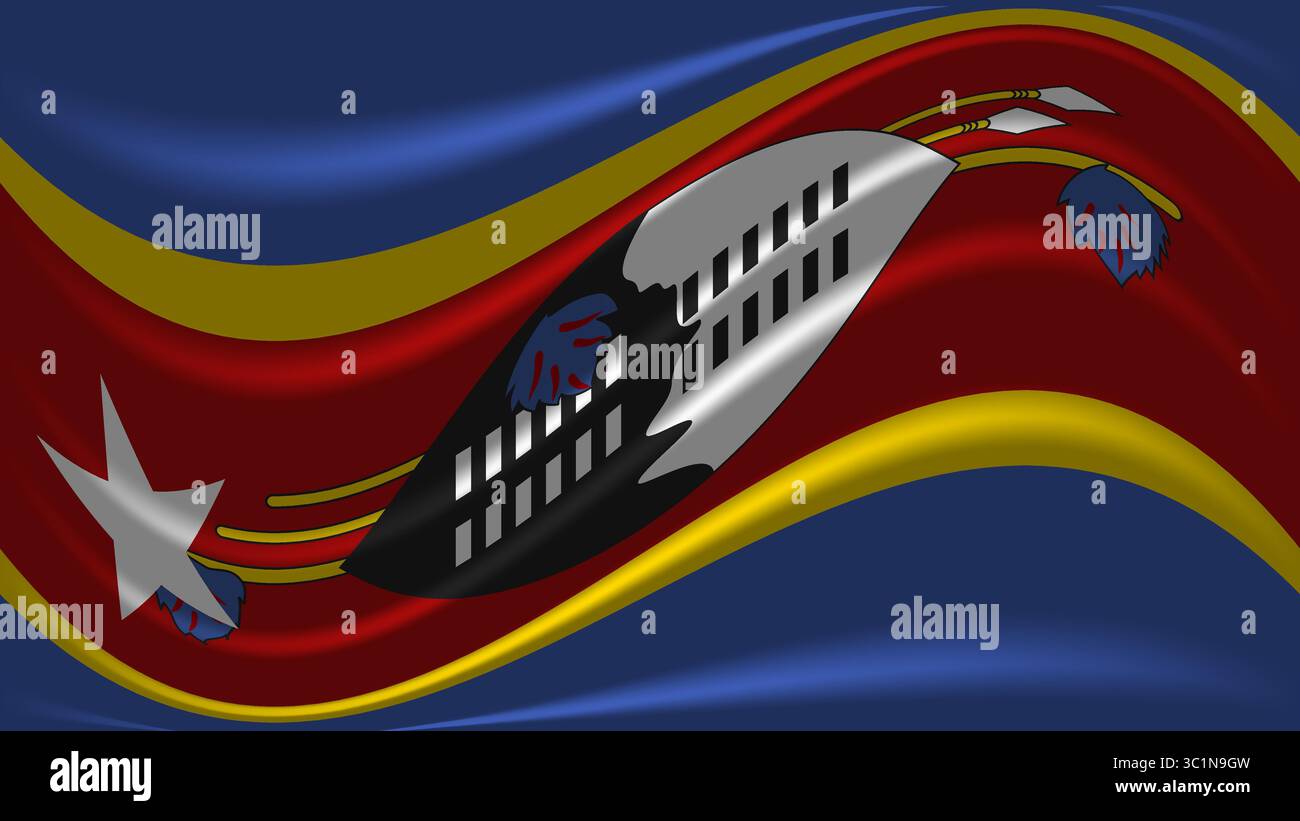 Waving Flag of Eswatini (Swaziland) - National Symbol & Culture Stock ...