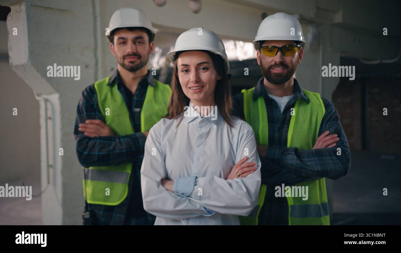 Confident team workmen woman hi-res stock photography and images - Alamy