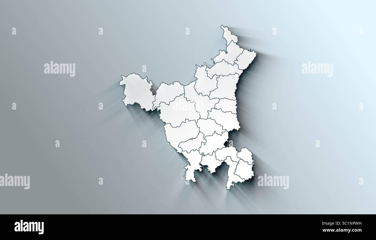 Modern Map of Haryana India Districts with Borders Stock Photo - Alamy