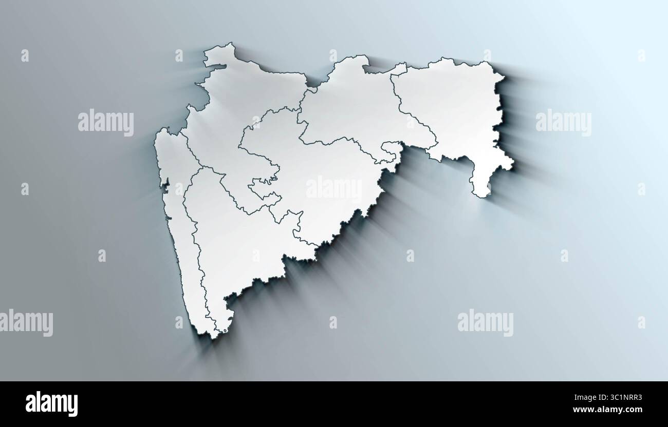 Modern Map of Maharashtra India Districts with Borders Stock Photo - Alamy