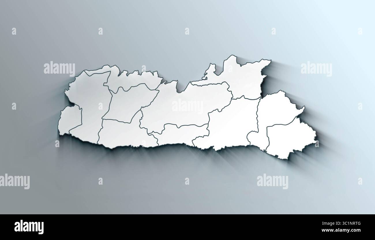 Modern Map of Meghalaya India Districts with Borders Stock Photo - Alamy