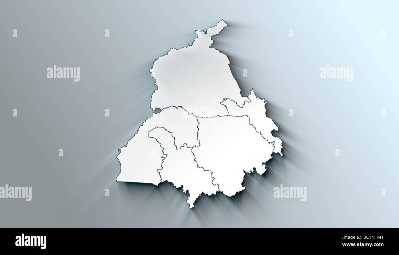 Modern Map of Punjab India Districts with Borders Stock Photo - Alamy