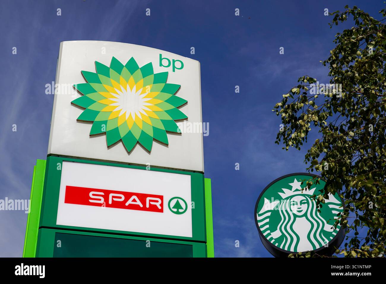 BP petrol station diesel Spar Corporate logo signs in Wakefield, South ...