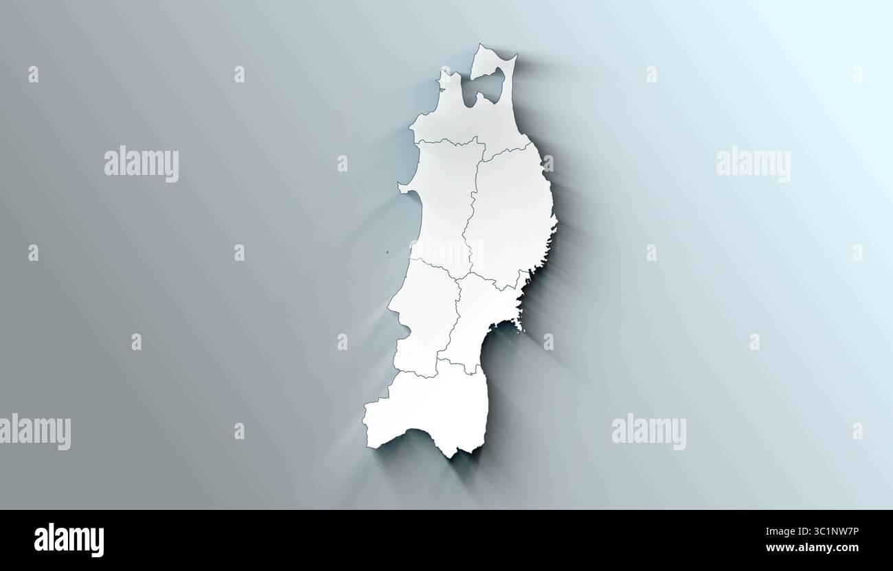 Minimalist Map of Tohoku Japan Prefecture with Borders Stock Photo - Alamy