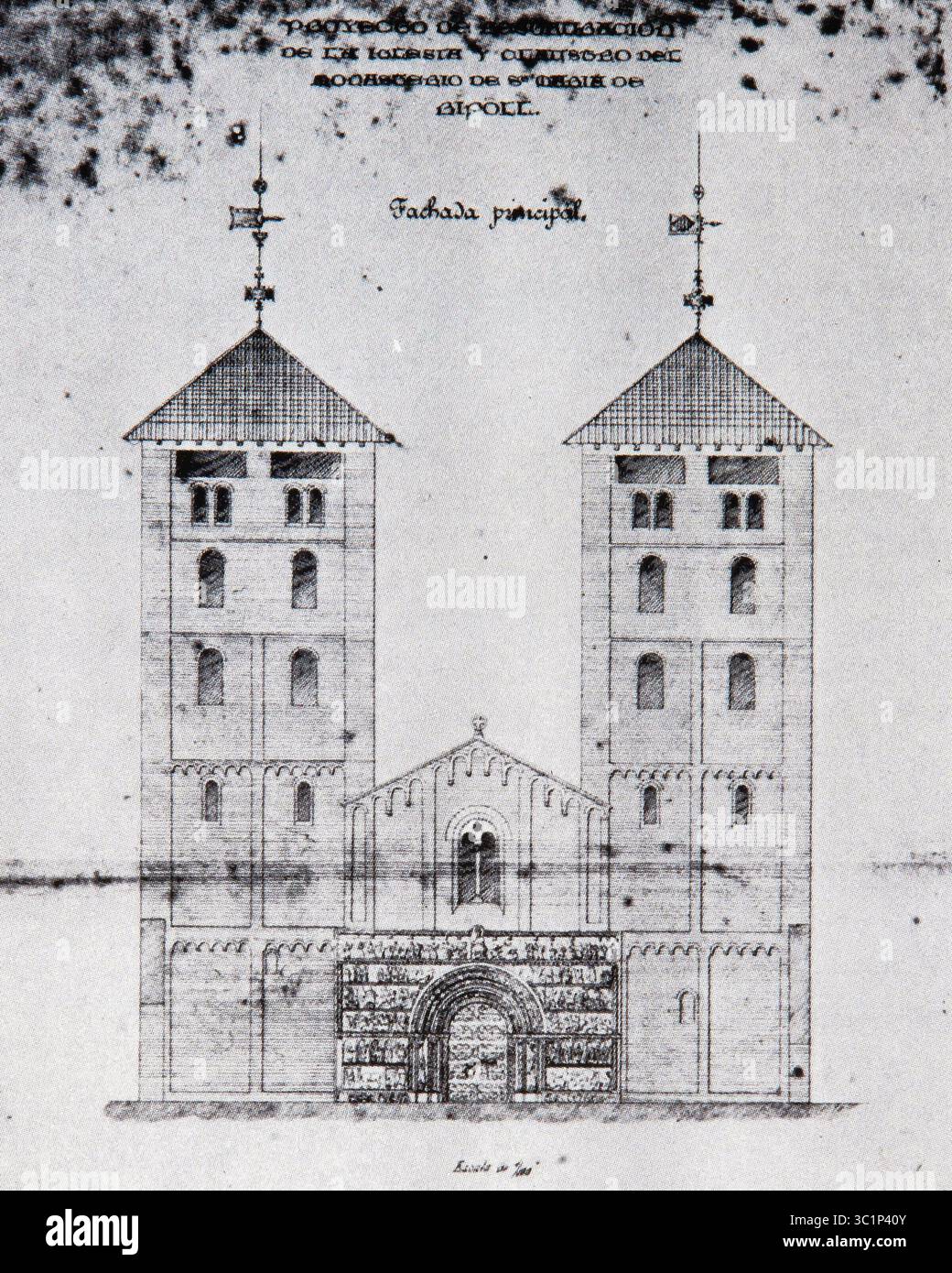 Elies Rogent / Primer proyecto de restauración de Santa Maria de Ripoll ...