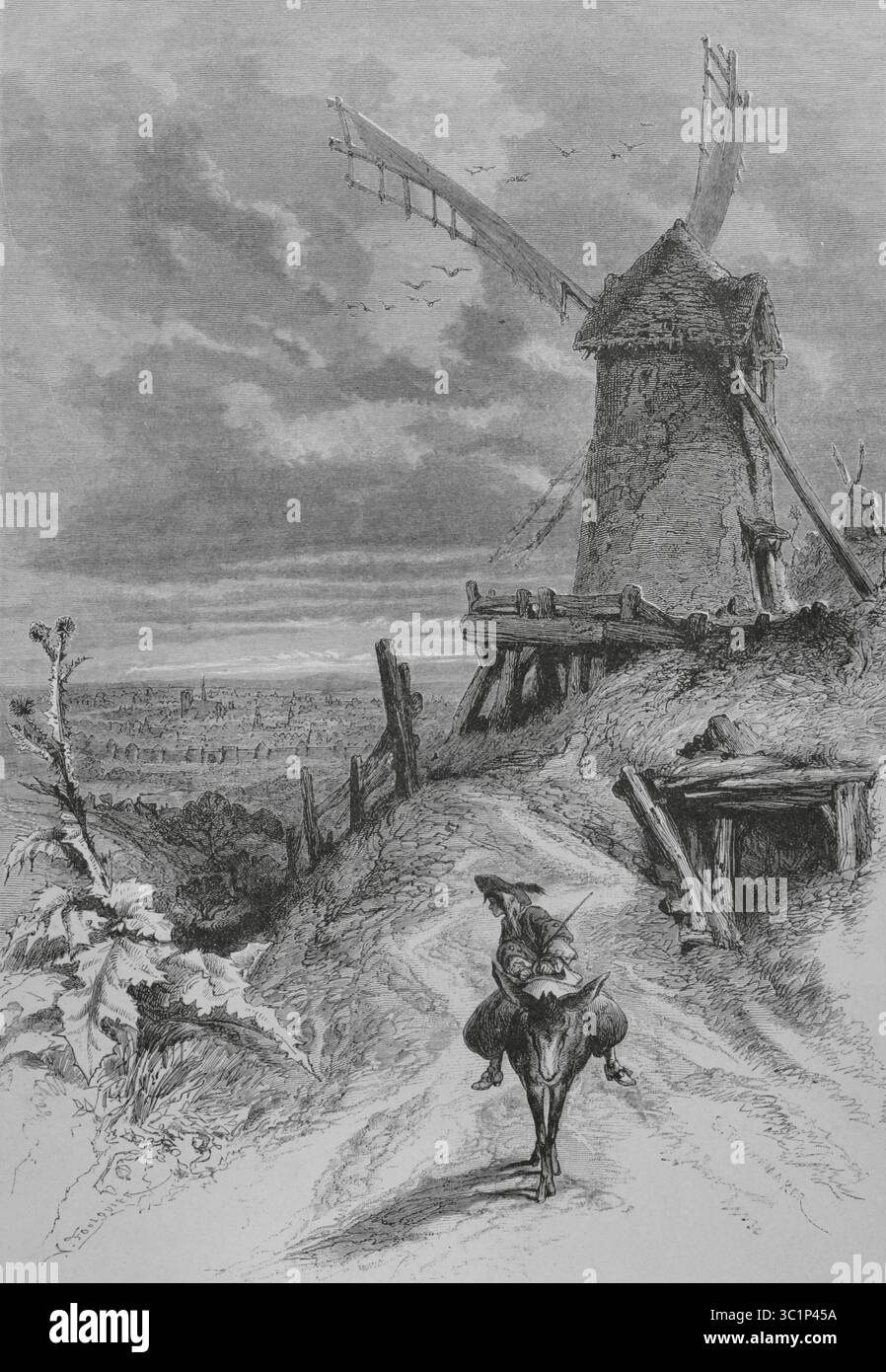 Paris, France. Montmartre Hill and its windmills in the 17th century ...
