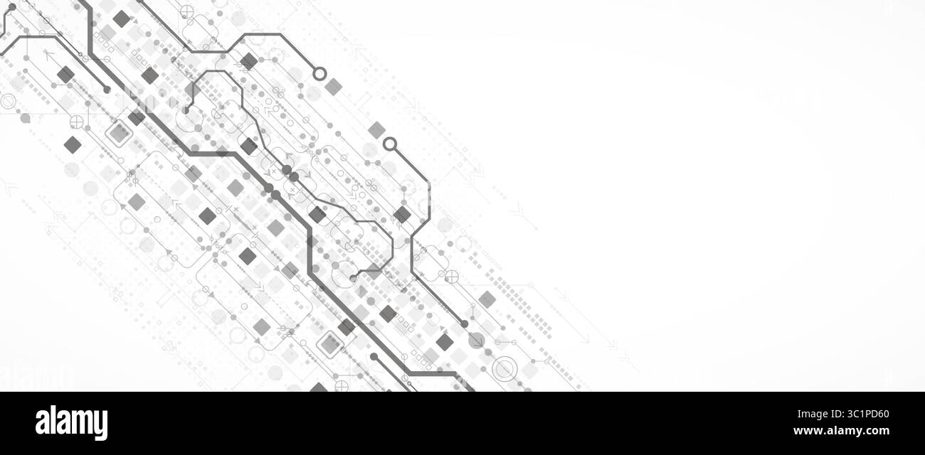 Technological background in gray colors. Used technical lines and a ...