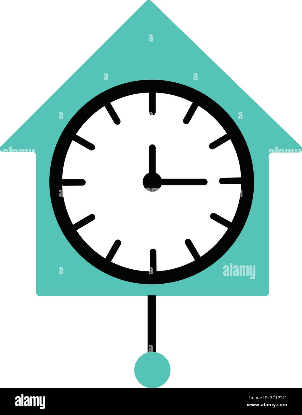 House with Clock Dial Icon Home Time Scheduler Symbol, Vector ...