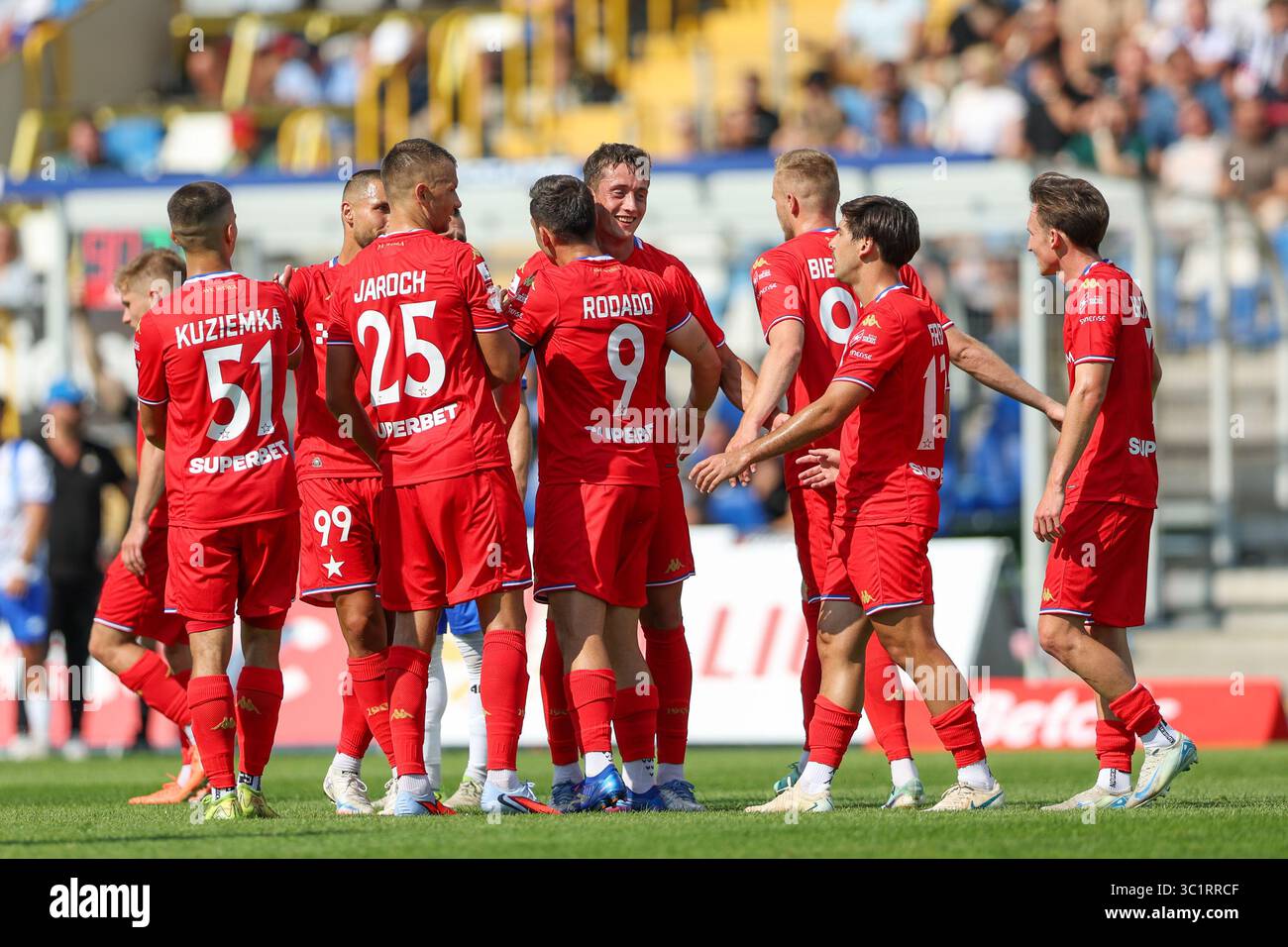 Players of Wisla Krakow celebrate after scoring a goal during the ...