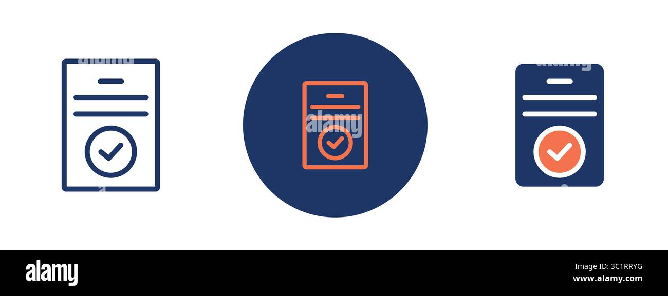 Three documents with a blue circle in the middle. The circle has a ...