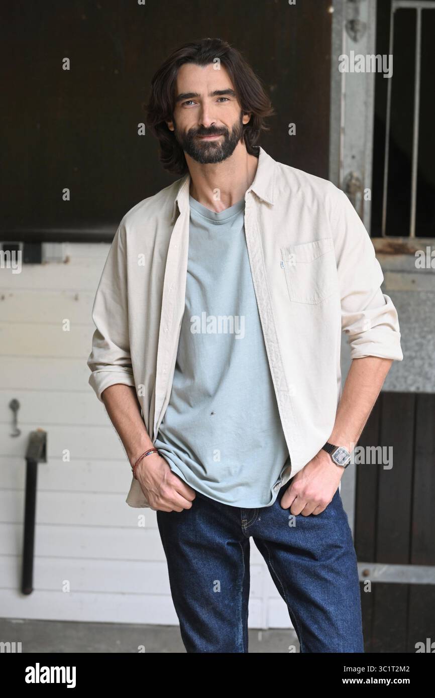 Actor Aitor Luna poses during the filming of Mediaset's 'Pura Sangre ...