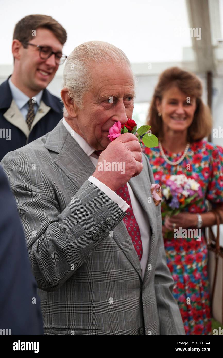 King Charles III during a visit to the Sandringham Flower Show at ...