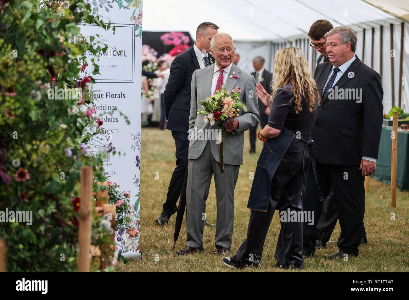 King Charles III during a visit to the Sandringham Flower Show at ...