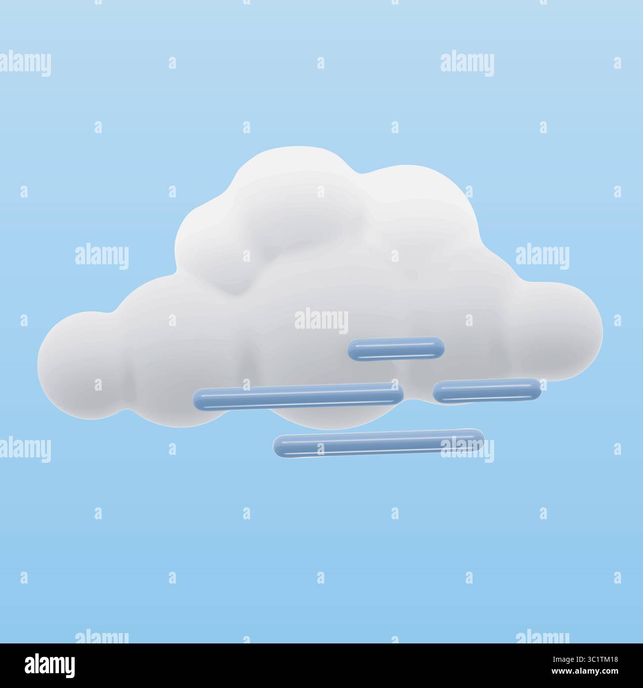 3D style fluffy vector clouds with soft horizontal fog lines, perfect ...