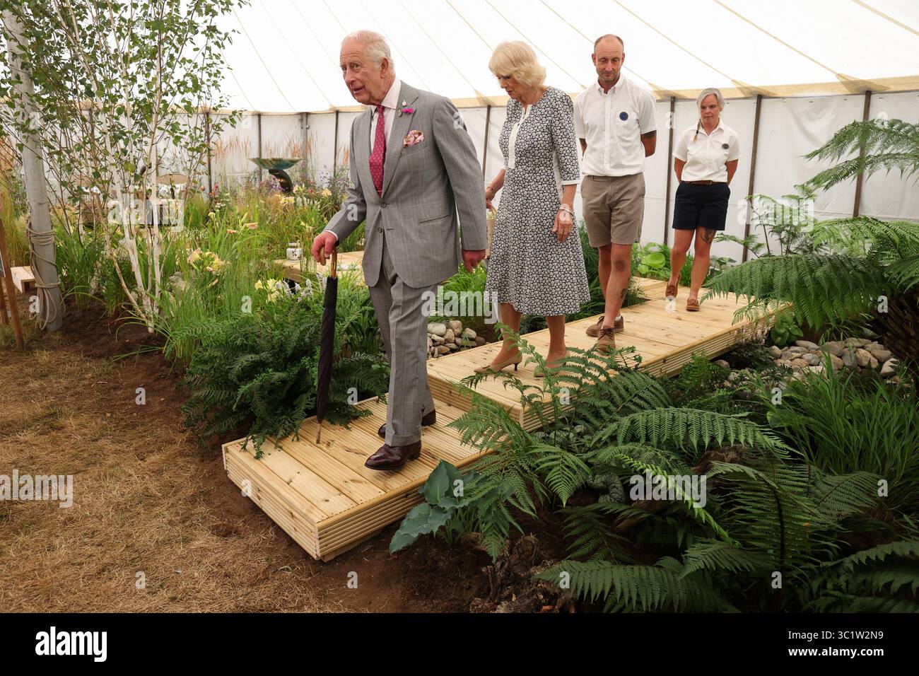 King Charles III and Queen Camilla during a visit to the Sandringham ...