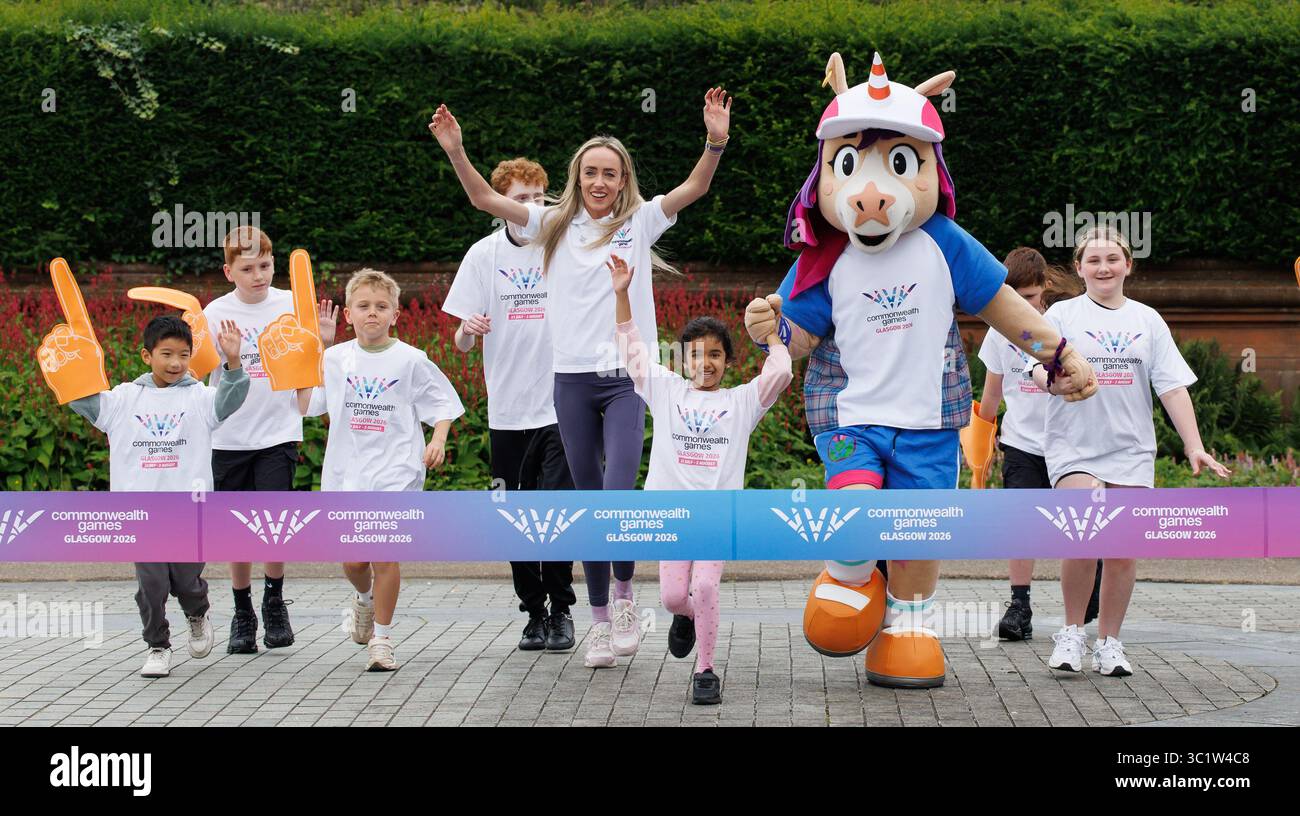 The 2026 Commonwealth Games mascot, a unicorn named Finnie, running ...