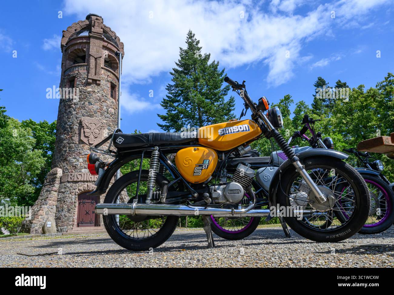 23 July 2025, Brandenburg, Spremberg: Mopeds from the former GDR brand ...