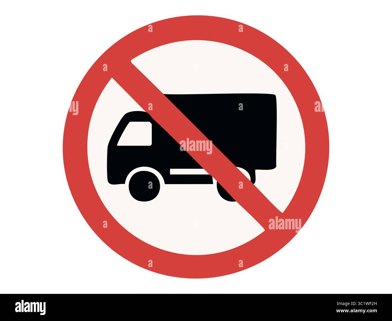 No entry road sign for trucks with red prohibition circle and black ...