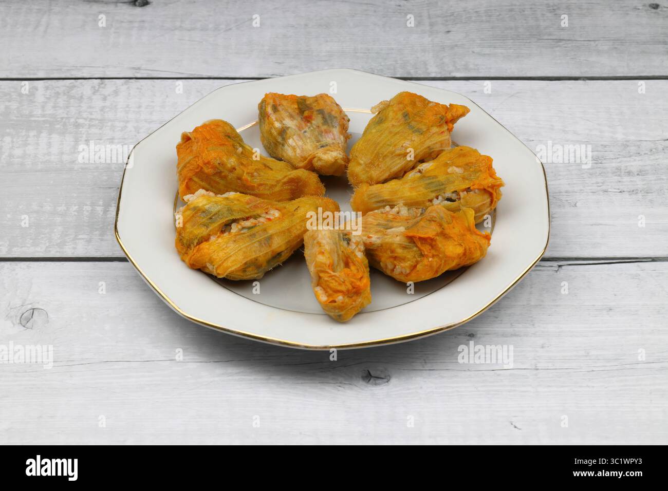 Pumpkin or Zucchini Flowers Dolma Stuffed with Rice Pilaf . Turkish ...