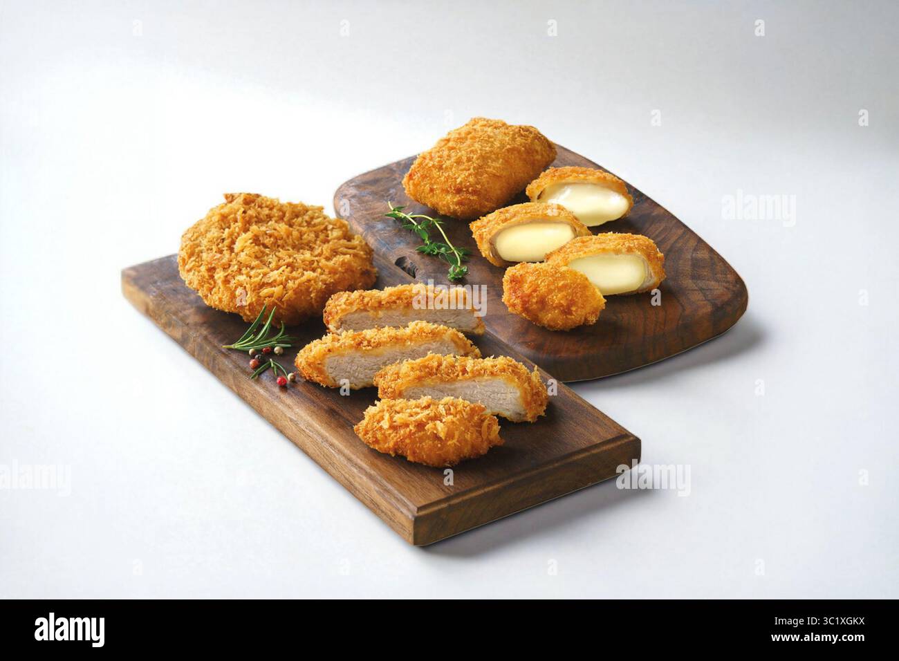 Delicious Crispy Golden Fried Pork and Melted Cheese Snacks on Wooden ...