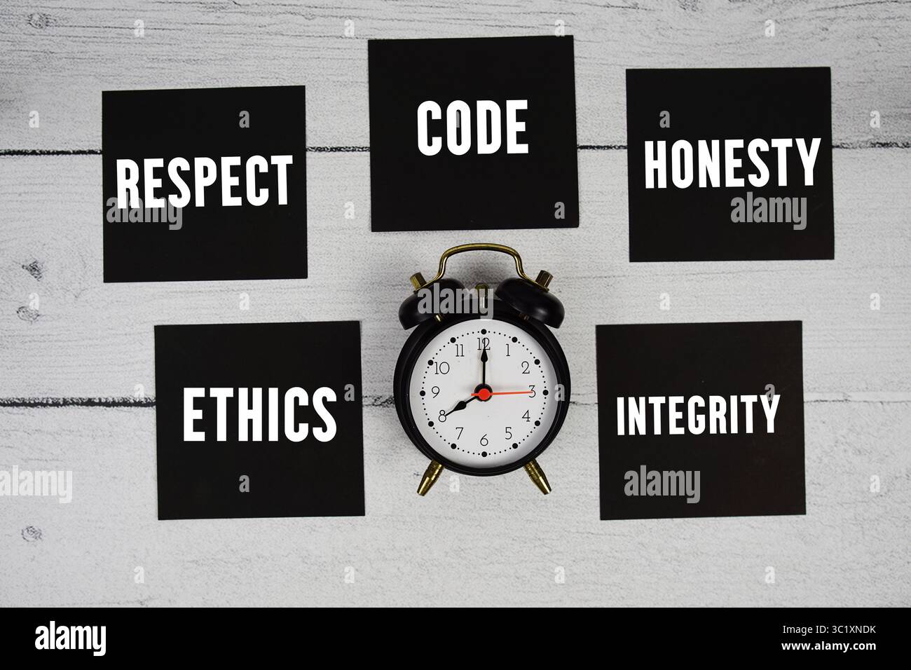 Ethics, Respect, Code, Honesty, Integrity text written on sticky note ...