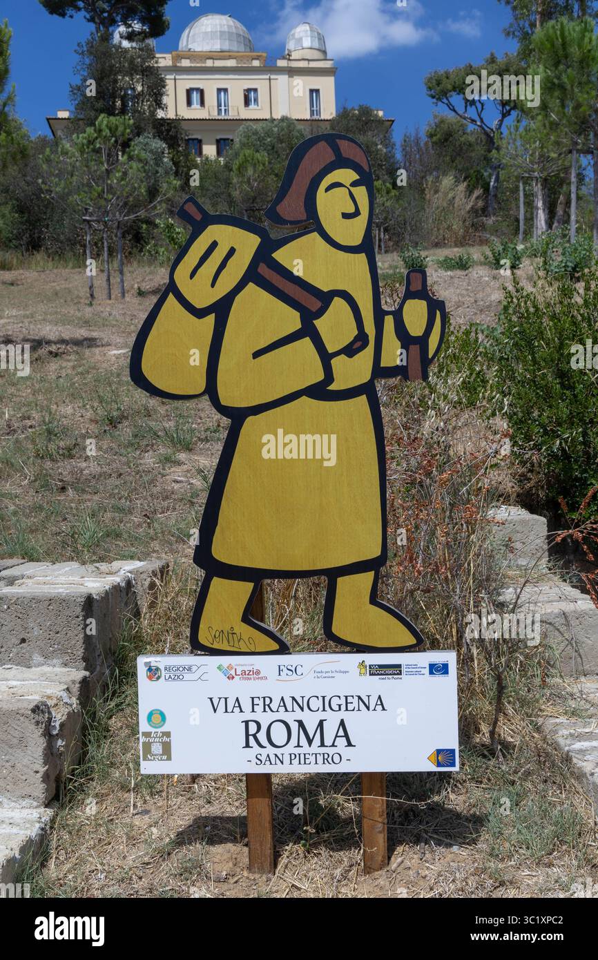 Signs along the Via Francigena in Rome Stock Photo - Alamy