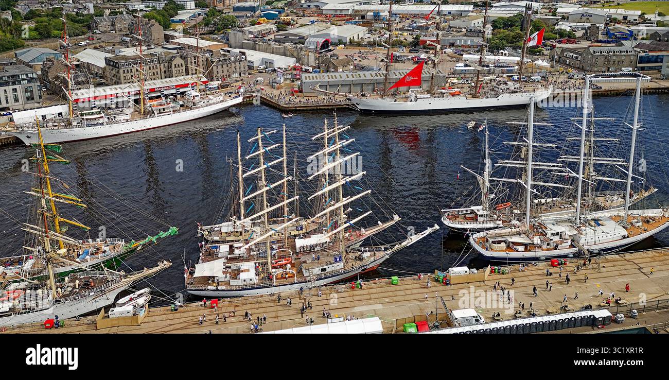Tall Ships Aberdeen harbour Scotland sunshine and eight sailing ships ...