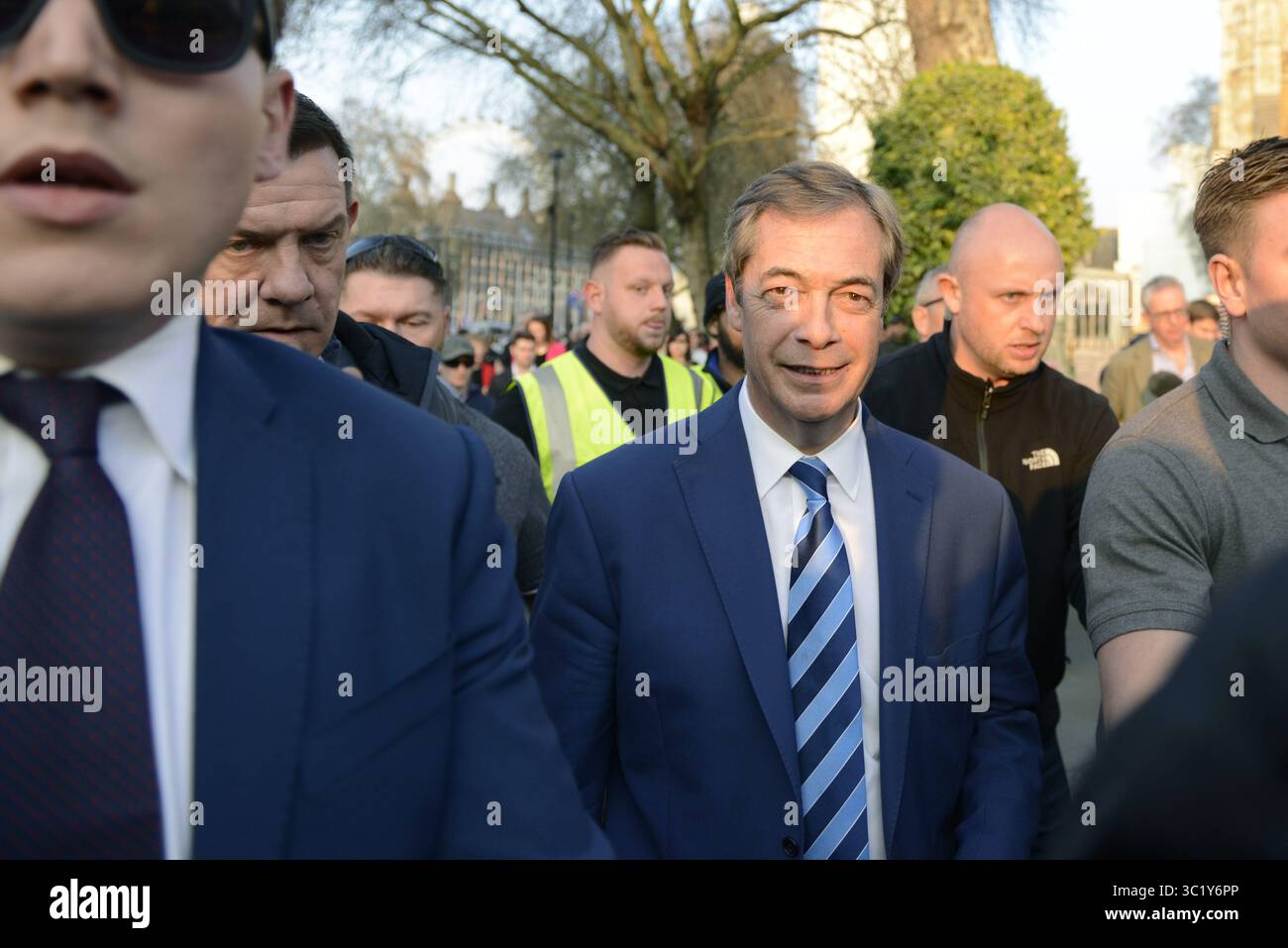 Former ukip leader nigel farage on stage march hi-res stock photography ...