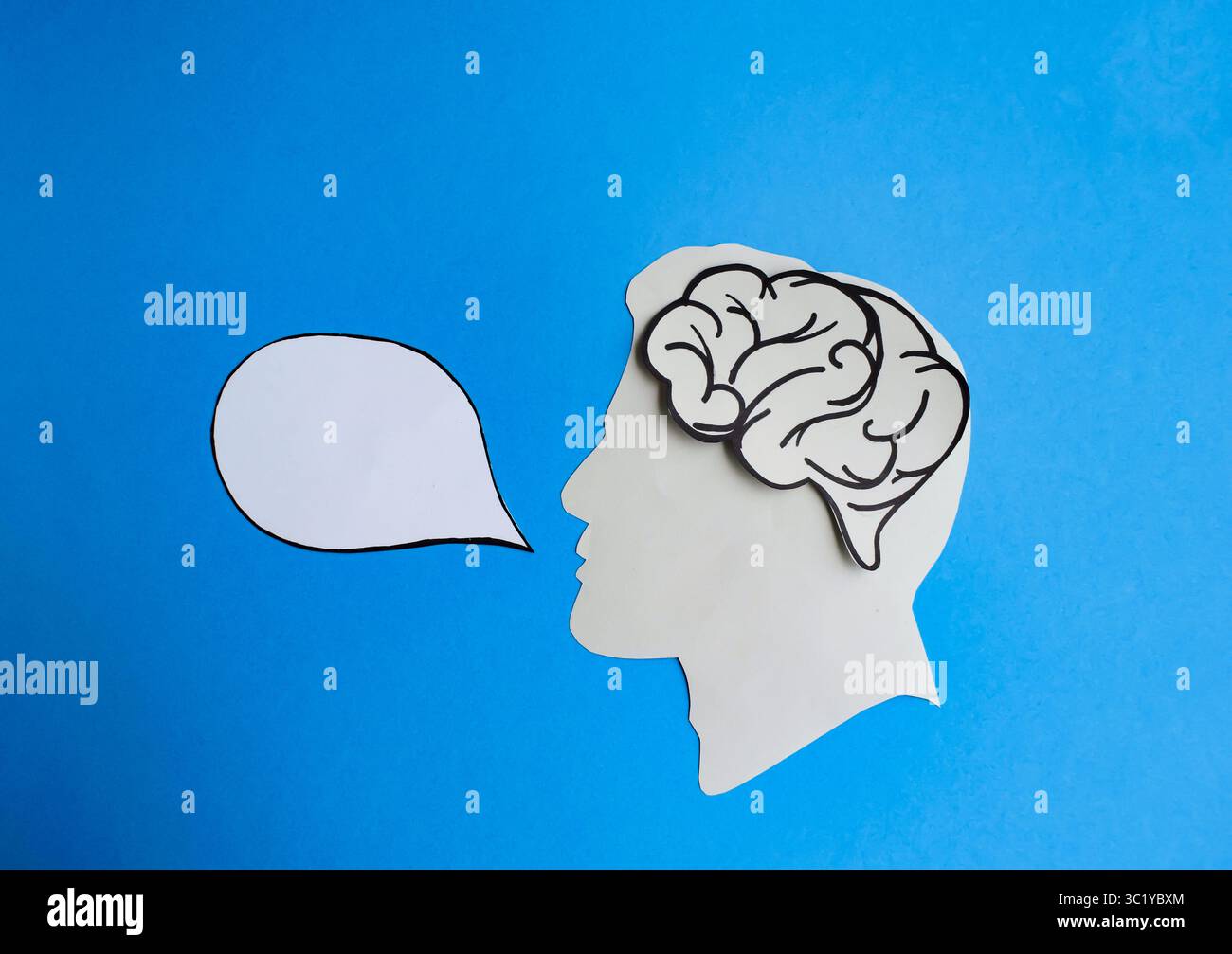 Brain Thinking and Speech Communication Stock Photo - Alamy