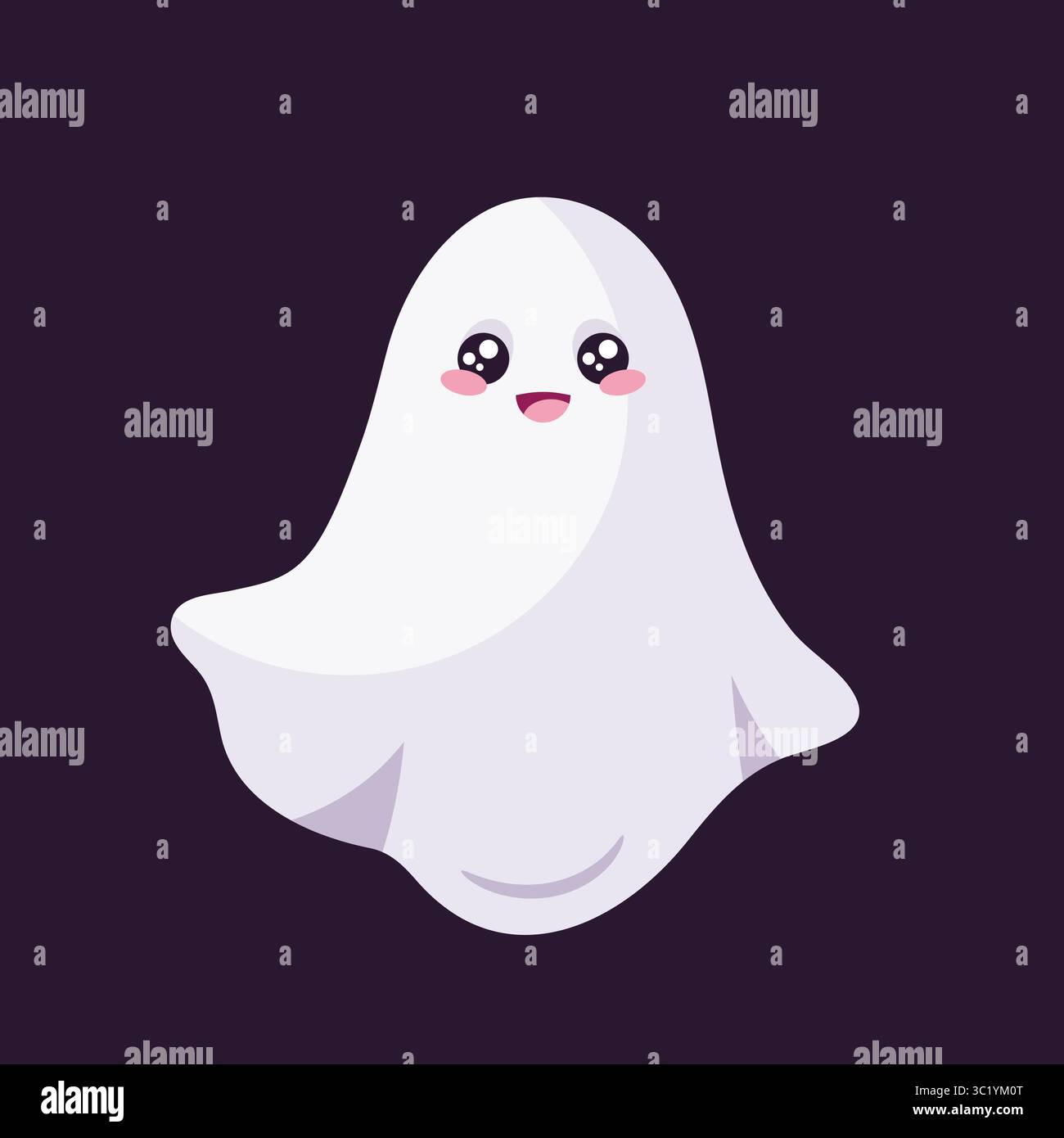 Cute smiling Halloween ghost. Cute funny happy ghost character. Vector ...