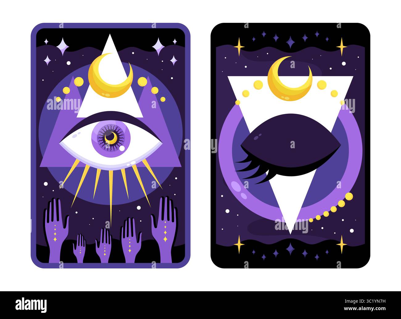 Modern celestial Tarot card design with sacred All seeing eye. Reverse ...