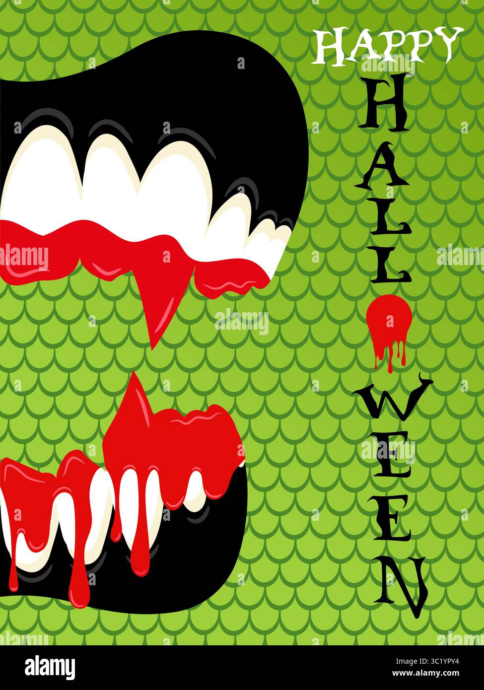 Halloween greeting card with a monster or vampire bloody jaws. Monster ...