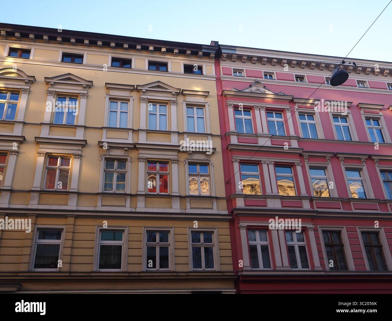 Colorful 19th Century Residential Tenement Buildings with Ornamented ...