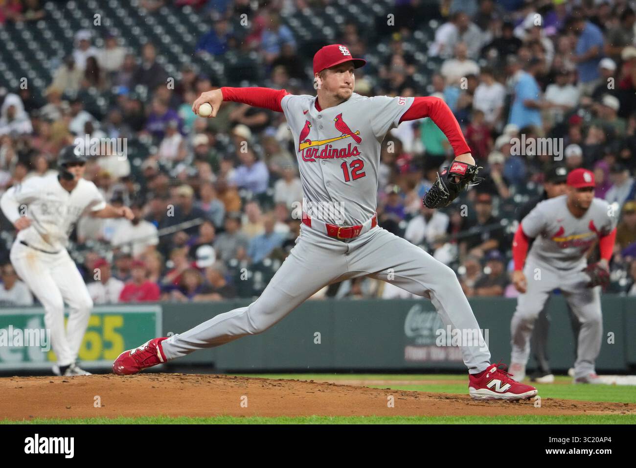 July 22 2025: Saint Louis pitcher Erick Fedde (12) throws a pitch ...