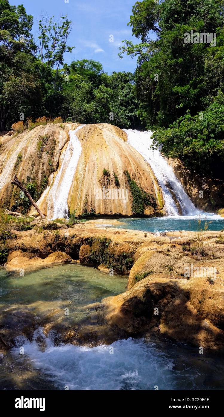 Famous Agua Azul Waterfalls in Chiapas, Mexico with Turquoise Water and ...