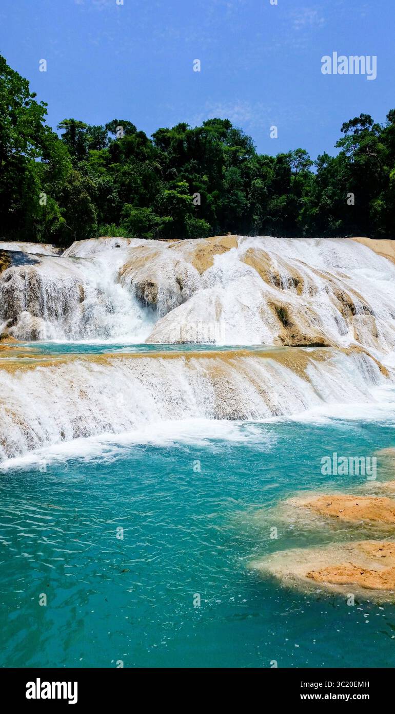 Famous Agua Azul Waterfalls in Chiapas, Mexico with Turquoise Water and ...