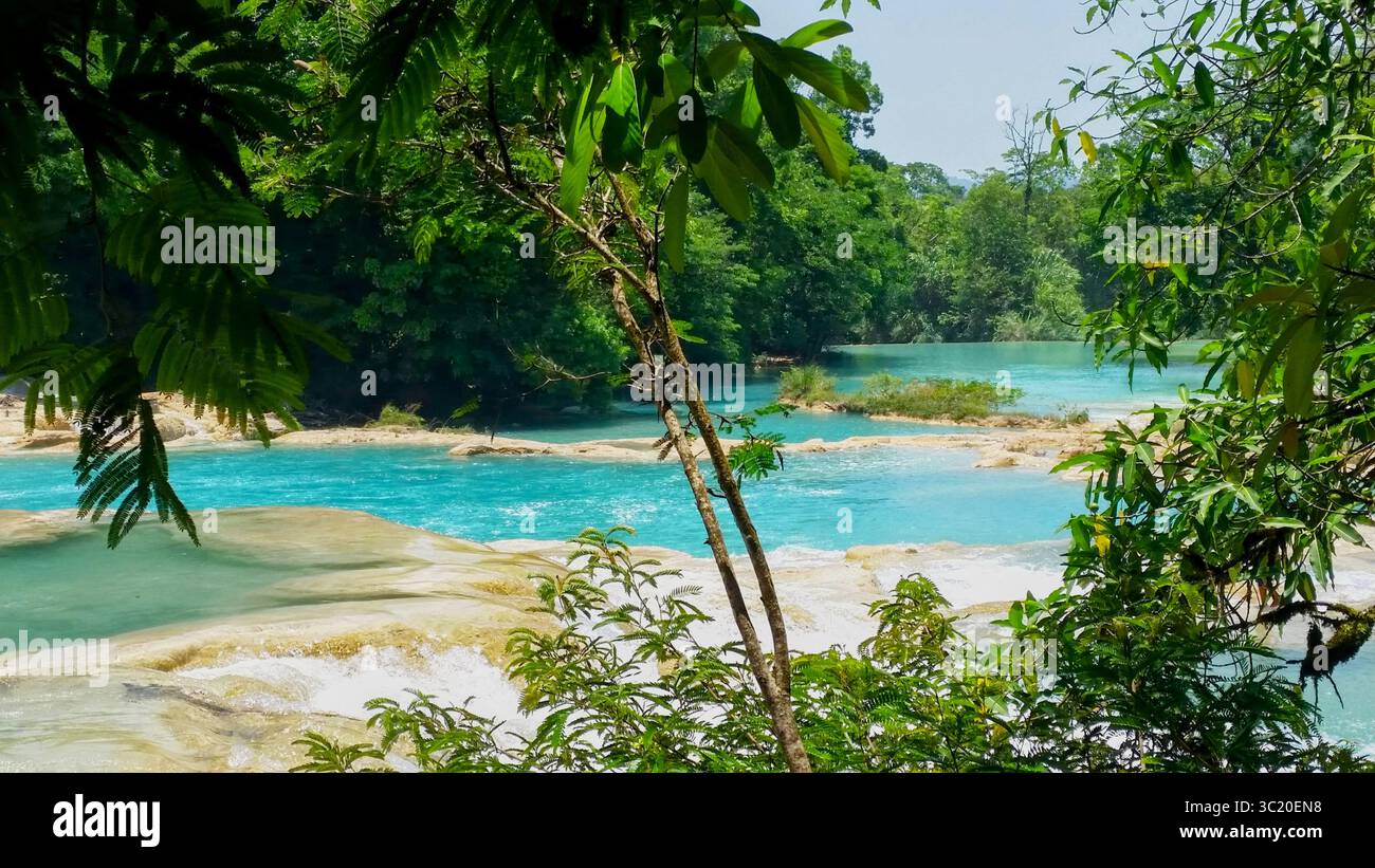 Famous Agua Azul Waterfalls in Chiapas, Mexico with Turquoise Water and ...