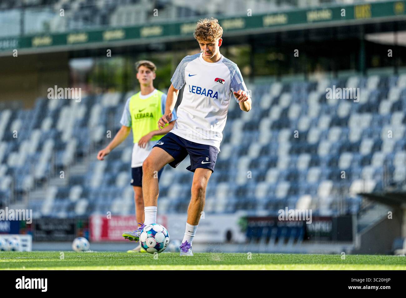 TAMPERE, FINLAND - JULY 23: Sven Mijnans of AZ Alkmaar dribbles at the ...