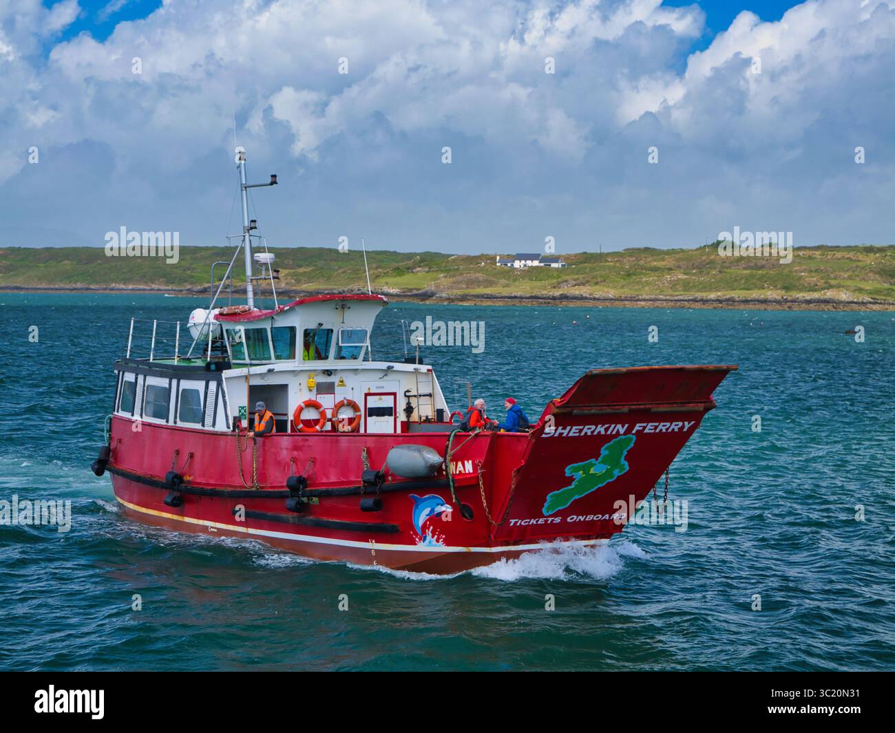 Baltimore, Ireland - May 31 2025: The Sherkin Ferry navigates the vivid ...