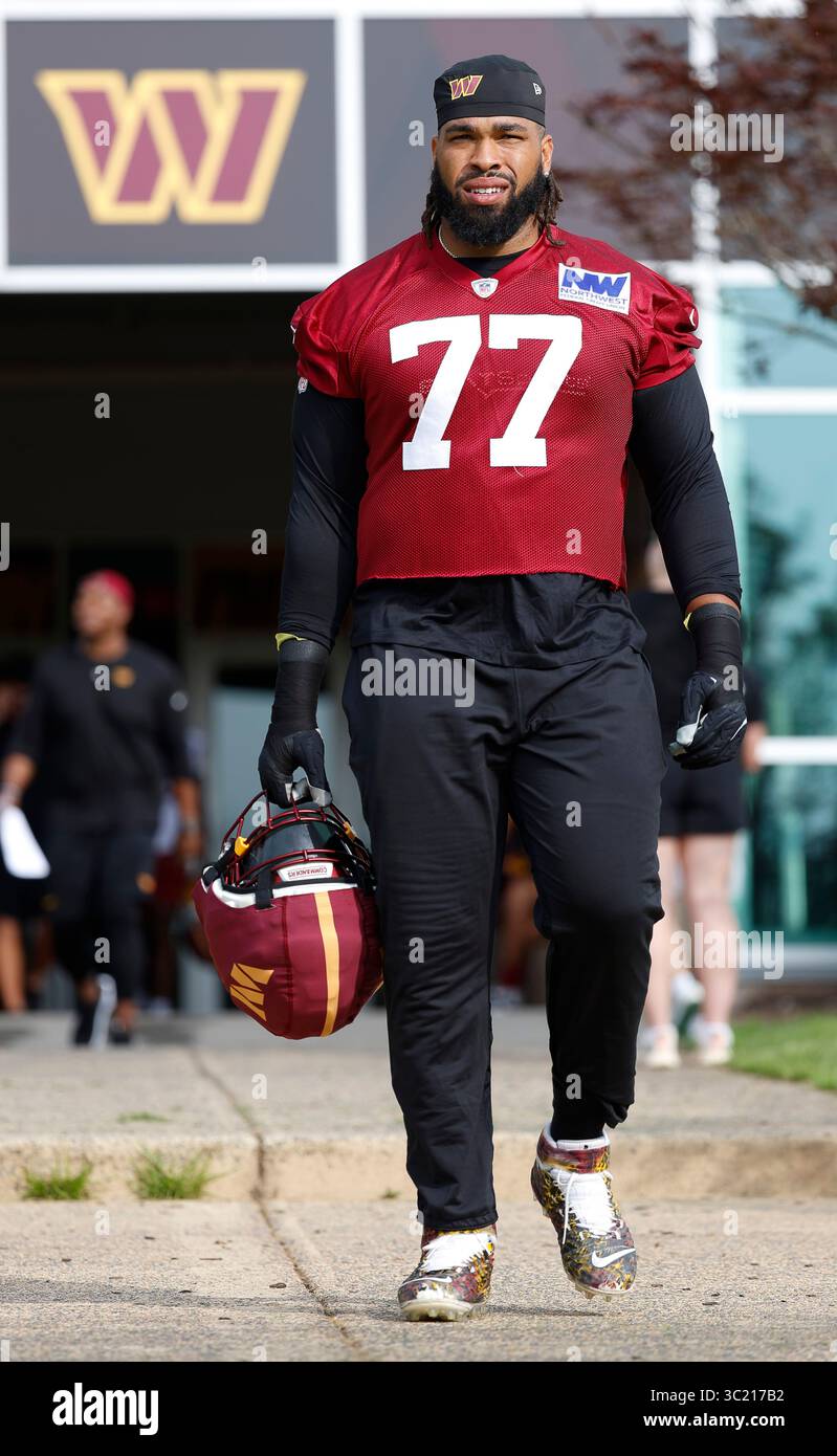 July 23, 2025: Washington Commanderâ€™s DT #77 Carl Davis walks to the ...